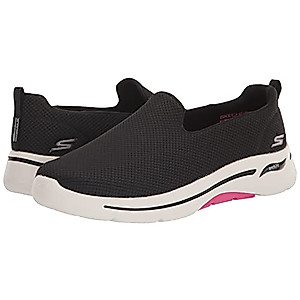 Skechers Women's Go Walk Arch Fit-Grateful Sneakers, Black/Hot Pink, 9