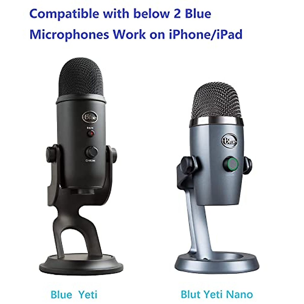 Compatible with iOS to Mini USB OTG Cable for Blue Yeti Microphones, Yeti Nano, 8 Pin Cord for iPhone 14 Pro Max, Plus, 13/12/11/Xs/Xr/8/7, Blue Yeti Cable to iPhone, USB Camera Kit Adapter