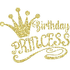 SEC Apparel Princess Iron On Transfers Patches Decals Vinyl Applique for Girls Women T Shirts Fabric Clothing (Birthday Princess 4)