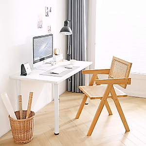 Furlide Rattan Dining Chairs Set of 2, Modern Mid Century Accent Chairs, Comfy Armchairs, Outdoor Rattan Chairs with Armrest for Bedroom Living Room Reading Room Dining Kitchen