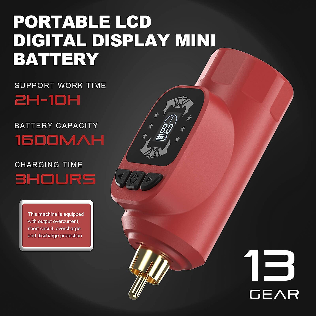 HAWINK Tattoo Kit Rotary Tattoo Gun Machine with Power Supply LCD digital 3.7V Lithium Battery 1600mAh Tattoo Battery 1Pcs 7 inks HWP6KITEN05C-2