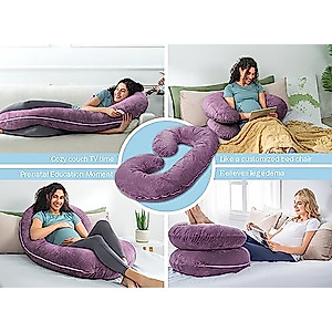 INSEN C-Shaped Pregnancy Pillow, Full Body Support for Sleeping and Nursing with Removable Cover