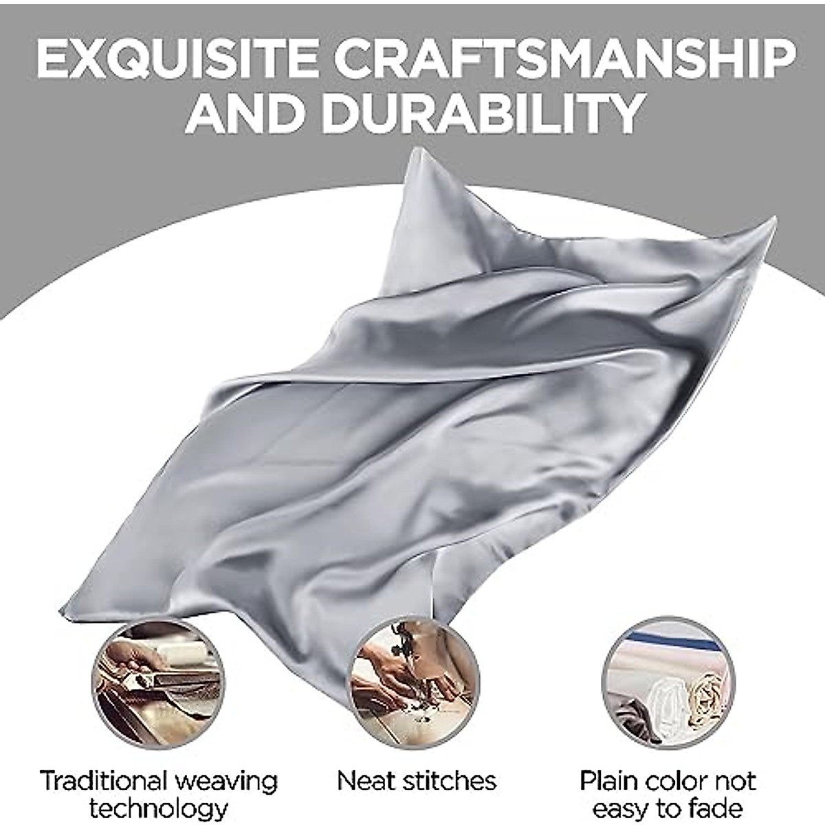 Satin Pillowcases Set of 2 - Mulberry Silk Pillowcase for Hair and Skin, Soft, Smooth, Anti Acne, Beauty Sleep Silk Pillow Cases Covers with Zipper Gifts for Women Men (King（20"X 36"）, Gray)