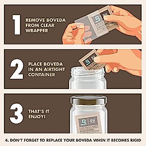 Boveda 72% RH 2-Way Humidity Control – Restores & Maintains Humidity – All In One Solution For Humidification- Patented Technology – Convenient & Versatile - 4 Count Resealable Bag