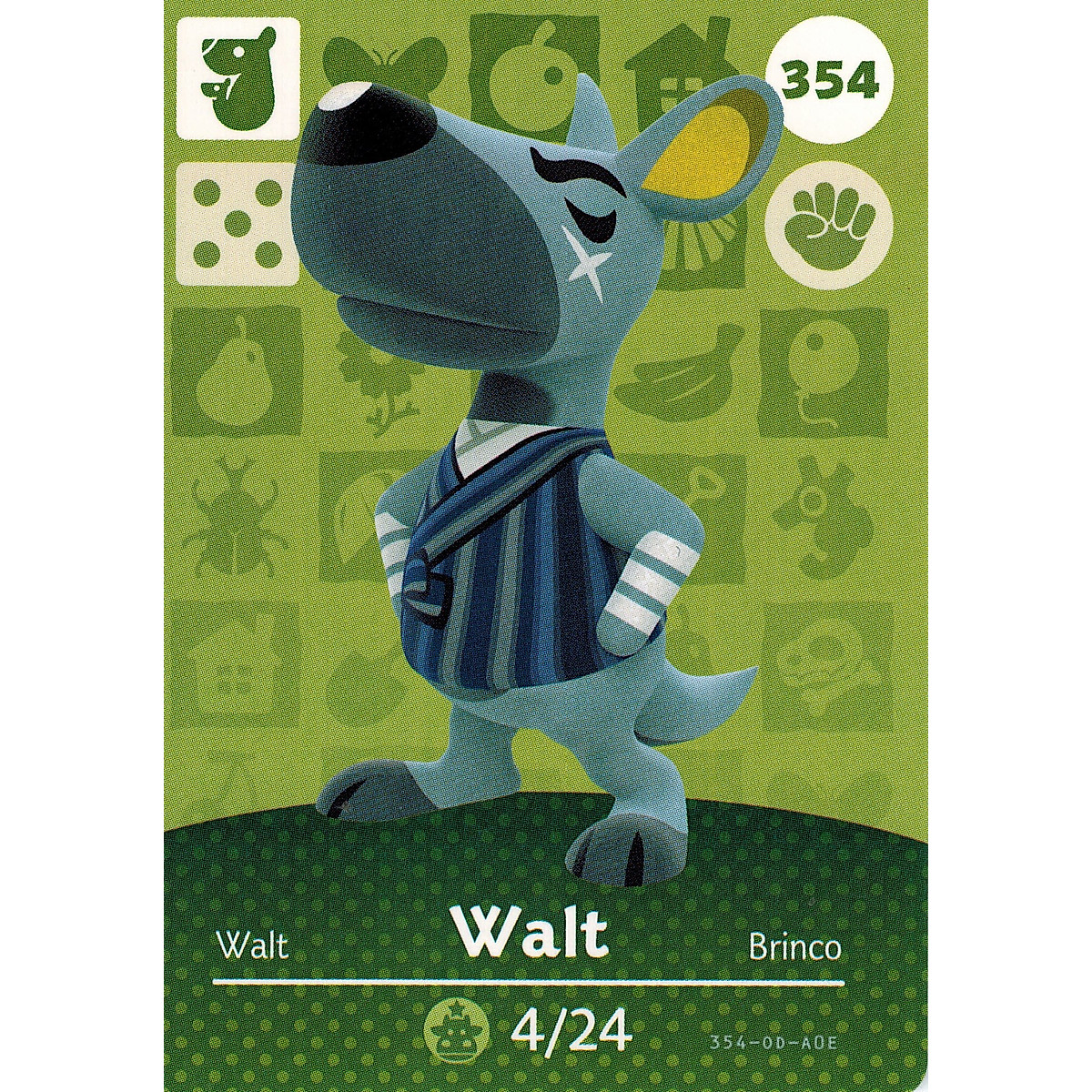 Nintendo Animal Crossing Happy Home Designer Amiibo Card Walt 354/400 USA Version