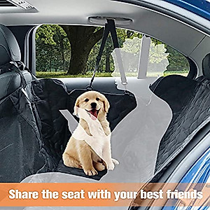 PETICON Dog Car Seat Cover for Back Seat, 100% Waterproof Dog Seat Cover for Cars with Mesh Window, Scratchproof Back Seat Cover for Dogs, Nonslip Dog Hammock for Cars, Trucks, SUVs, Jeeps, Black