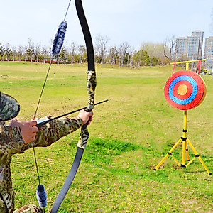 VNAKER Folded Archery Target Stand and Round Straw Archery Target Sets - Easy to Install and Carry