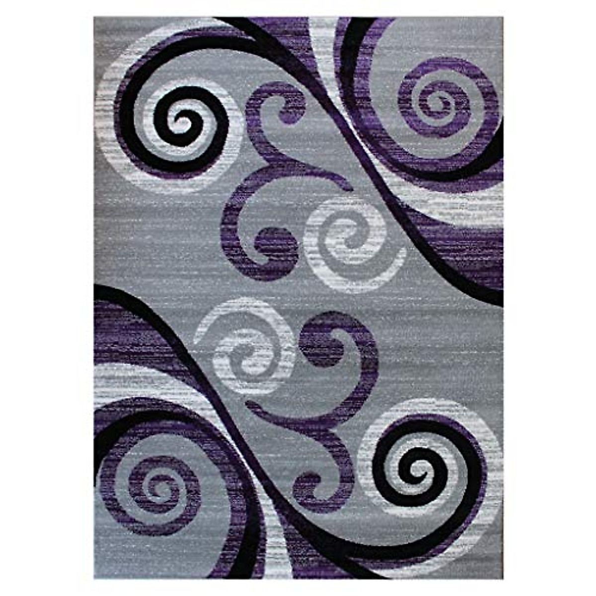 Masada Rugs, Stephanie Collection Area Rug Modern Contemporary Design 1100 Grey White Black Purple (8 Feet X 10 Feet)