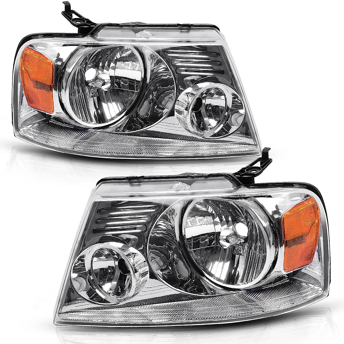AUTOSAVER88 Headlight Assembly Compatible with 2004 2005 2006 2007 2008 Ford F-150 Passenger and Driver side Chrome Housing
