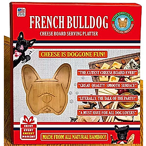 Frenchie The French Bulldog Cheese Board, 12" inch Natural Bamboo Cheese Board and Charcuterie Boards, Serving Tray Aperitif Funny Dog Gift Wine Meat Cheese Platter Unique Women Gifts for Housewarming