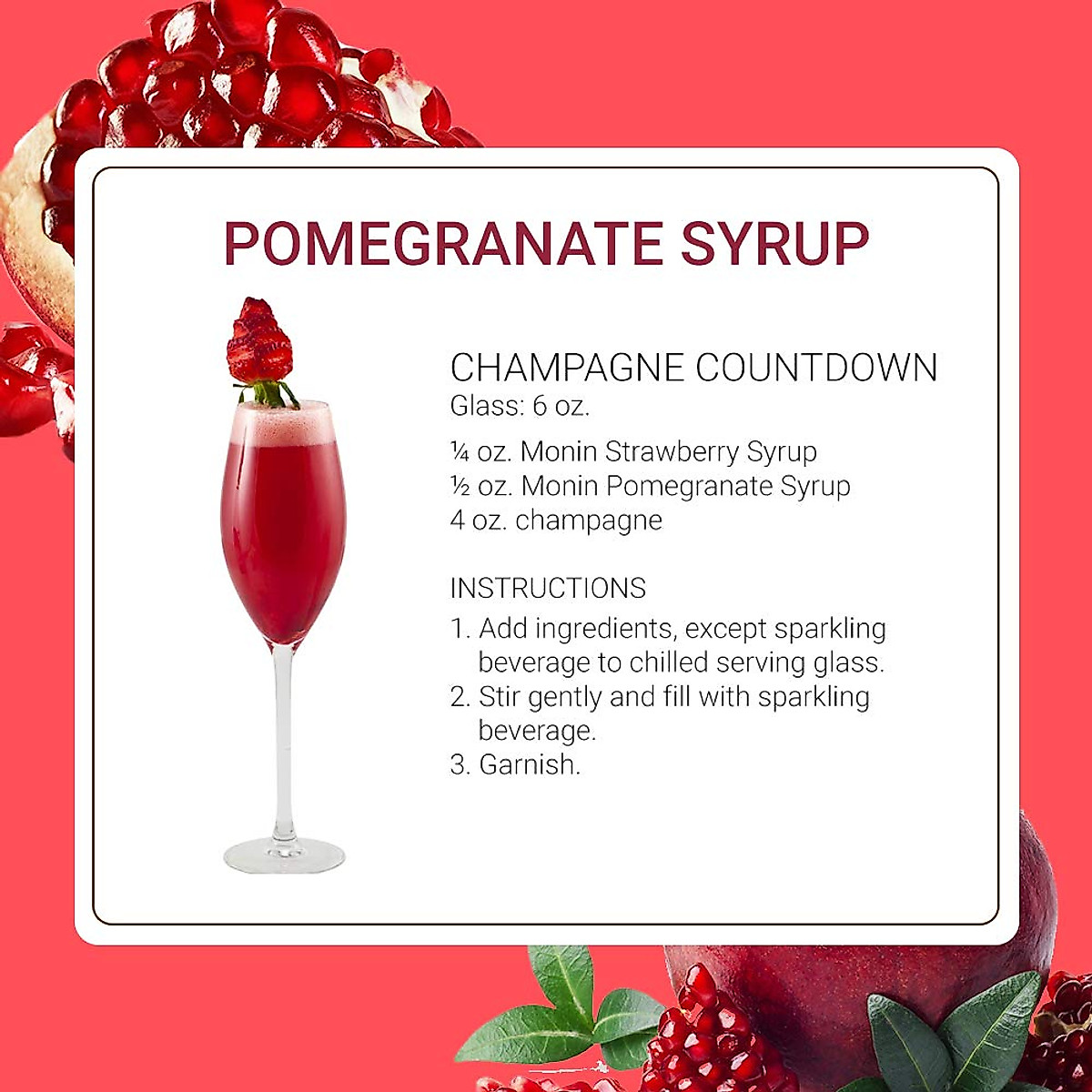 Monin - Pomegranate Syrup, Tart and Sweet, Great for Cocktails and Teas, Gluten-Free, Non-GMO (1 Liter)