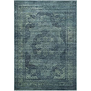 SAFAVIEH Vintage Collection Area Rug - 8' x 10', Blue & Multi, Oriental Traditional Distressed Viscose Design, Ideal for High Traffic Areas in Living Room, Bedroom (VTG158-2220)