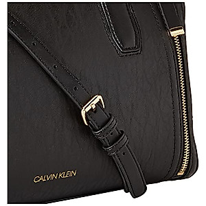 Calvin Klein Reyna Novelty Satchel, Black/Gold, One Size