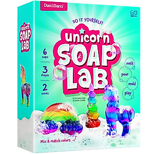 Unicorn Soap Making Kit - Girls Easter Crafts DIY Project Age 6+ Year Old Kids - Unicorn Girl Gifts - Science STEM Activity Teenage Gift - Make Your Own Soap Kits - Craft Toys Ages 6 7 8 9 10 11 12