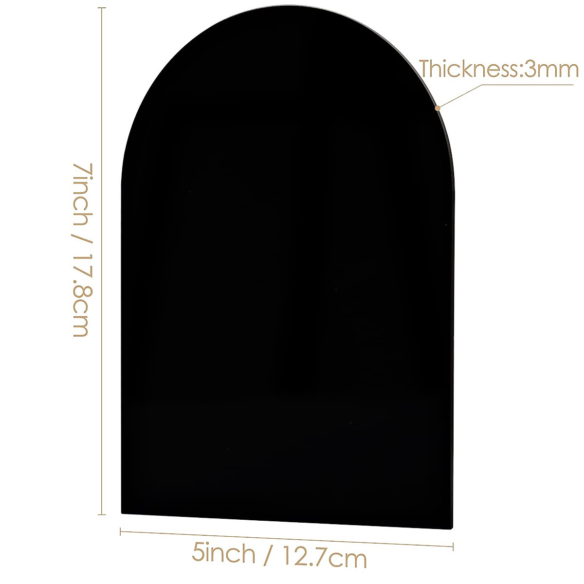 5x7 Inch Blank Black Arch Acrylic Sign | 10 Pack Arch Acrylic Blanks Acrylic Sheet 1/8 inch Thick, DIY Acrylic Arch Table Numbers, Perfect as Arched Modern Wedding Signs, Arched Round Top Table Sign