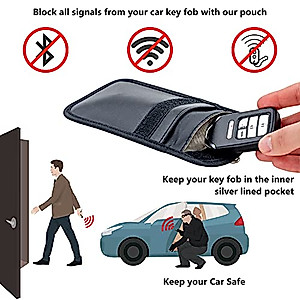 SAFALA Faraday Bags for Key Fob - 2 Pack PU Leather KeyFob RFID Signal Blocking Bag Faraday Cage Protector Anti-Theft Pouch with ID Card Holder