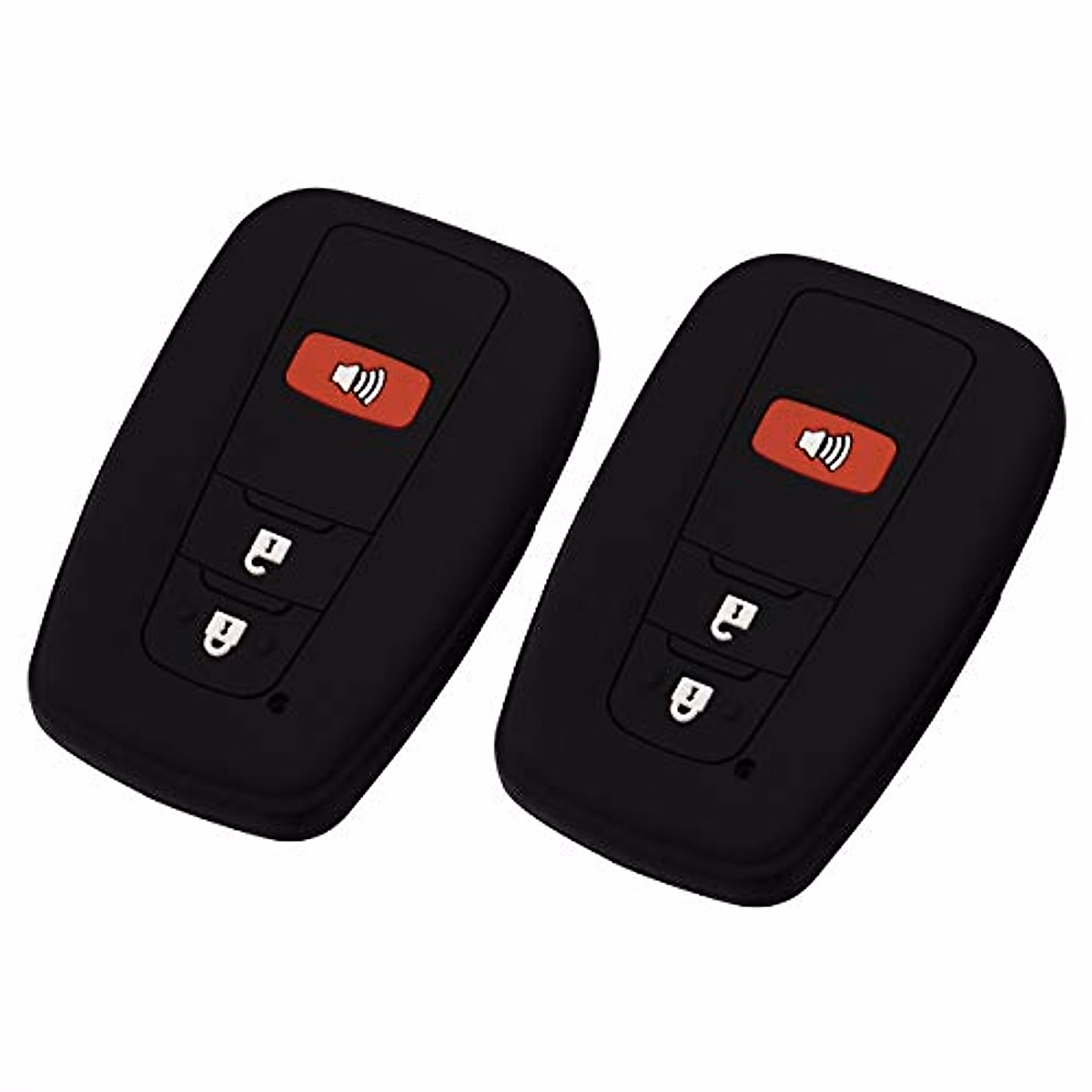 Lcyam Key Fob Cover Case for 2019-2022 Toyota Corolla Hatchback RAV4 XLE Prius 3 Button Smart Key , Black Black