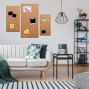 Cork Bulletin Board 17"x8" - 1/2" Thick Cork Board Tiles Frameless Cork Tiles, Self-Adhesive Corkboards Wall Decor with a Box Bonus Pushpins (6pack) for Office, School and Home
