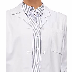 Oakias Cotton Blend Lab Coat for Women, Long Sleeve, 3 Pockets Long Professional Lab Coat, White (S-XL)