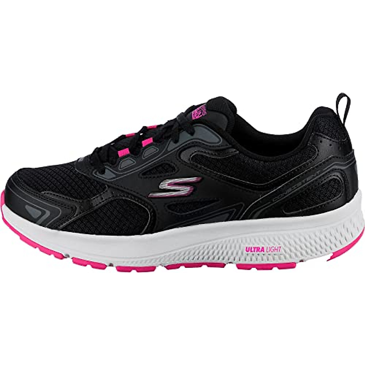 Skechers womens Sneaker, Black/Pink, 9 Wide US