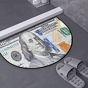 Half Round Dollar Rug,16x39 inch Non-Slip Half Circle Area Rug,100 Dollar Bill Area Rug,Money Rugs,Laundry Room Rug,One Hundred Dollar Bills Rug,Money Carpet,Money Mat,Dollar Runner(D-16x39inch)
