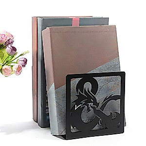 CALIDAKA 1 Pair Book Ends Bookends Dragon Design Black Bookends for Shelves Heavy Duty Book Supports Non-Skid Book Stopper Bookshelf Holder for Office Home School Kitchen