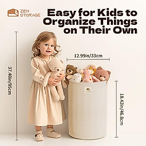 2Pack Linen Fabric Laundry Basket, 50L Baby Hamper for Nursery, Waterproof Storage Baskets for Toys, Dirty Clothes, Blankets, Kid Laundry Baskter for Bedroom, Living Room and Nursery, Beige