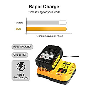 2Pack 6000mAh Replacement for Dewalt 20v Battery with a Charger (Include One Toolkit)