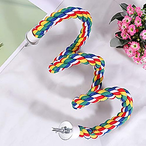 Hemobllo Bird Rope Perch, Colorful Parrot Cotton Rope Bird Perch Stand Climbing Rope Bird Toys Rope Perch Pet Bird Parrot Chewing Toy for Parrots Cockatiels Parakeets Budgie Cages