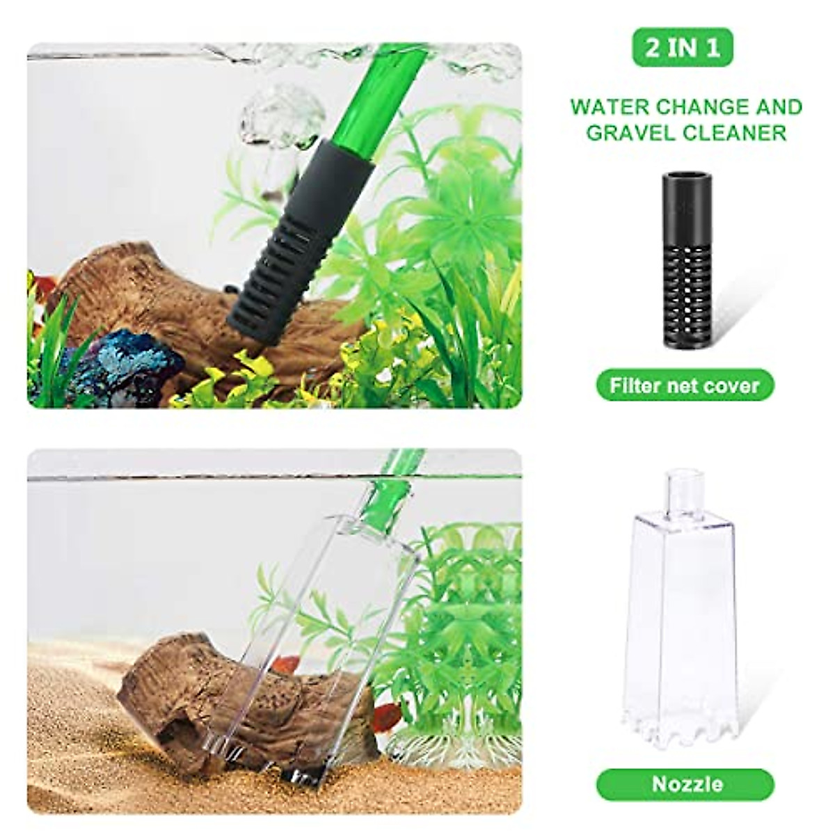 boxtech Fish Tank Water Change, Aquarium Vacuum Siphon Water Changer Pump Sand Cleaner for Aquarium Water Filter
