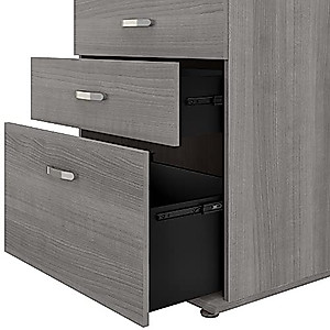 Bush Business Furniture Universal Floor Storage Cabinet with Drawers, Platinum Gray