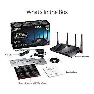 ASUS AC3100 WiFi Gaming Router (RT-AC88U) - Dual Band Gigabit Wireless Router, WTFast Game Accelerator, Streaming, AiMesh Compatible, Included Lifetime Internet Security, Adaptive QoS, MU-MIMO