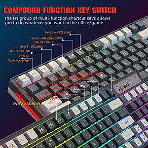 LexonElec Wireless Gaming Keyboard Chroma RGB Lighting, Long-Lasting Rechargeable 2000mAh Battery, Dual Color Water Resistant Mechanical Feeling Wireless Keyboard for PC Mac PS4 Xbox