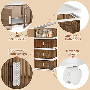 Collapsible Storage Bins with Lids, Plastic Stackable Storage Bins, Folding Storage Box, Large Storage Bins with Wheels, Foldable Storage Box for Office, School, Home Storage(22.8gal, Grey - 3Pack)