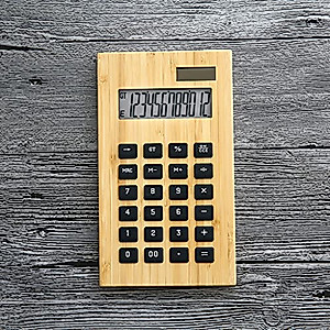 XWWDP Solar Calculator 12-Digit Display Large Screen Bamboo and Wood Calculator Student Financial Desktop Office Learning Computer (Color : B, Size : One Size)