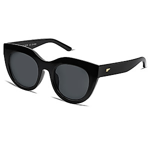 VANLINKER Trendy Big Chunky Polarized Round Cat Eye Sunglasses for Women Retro Oversized Sunnies Black