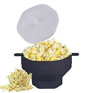 Popcorn Bowl, Large Microwave Popcorn Maker, Creative Microwave Heating Bowl, Collapsible Bowl, Silicone Seasoning Bowl, Popcorn Bowl Set for Kitchen, Family, Kids, Movie Night
