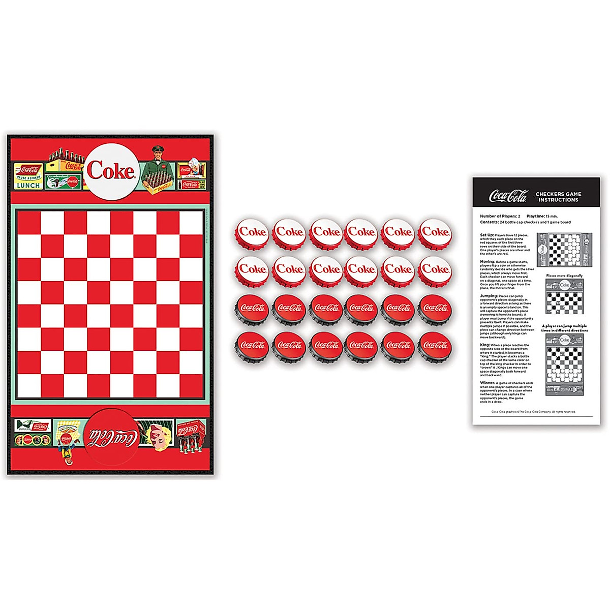 MasterPieces Family Game - Coca-Cola Checkers - Officially Licensed Board Game for Families