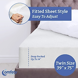 Comfety Twin Size Waterproof Mattress Protector - Cooling, Hypoallergenic, Breathable, Washable, Noiseless, 100% Viscose Bamboo