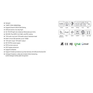 HDView License Plate Recognition Camera, IP Network LPR Camera, Starlight, True WDR, Car Plate Number Database Search, Audio, 60fps, Micro SD Card, 7-22mm Motorized Lens