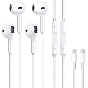 2 Pack - Apple Earbuds,iPhone Headphones Wired Lightning Earphones(Built-in Microphone & Volume Control)[Apple MFi Certified] Noise Isolating Headsets for iPhone 14/13/12/11/X/8/7/6,All iOS System