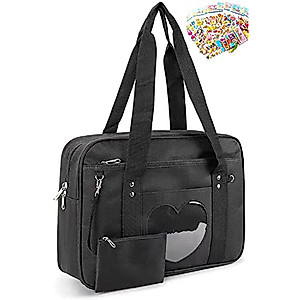 Heart Japanese school Bag & kawaii wallet Anime Sticker ITA Bag Shoulder Backpacks for college essentials laptop backpack things for teen girls trendy stuff black backpack cute kawaii school supplies