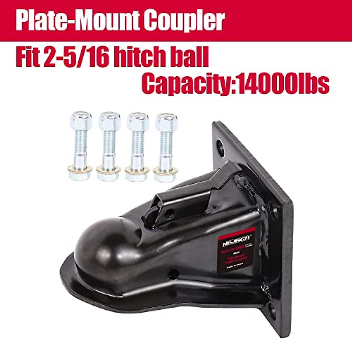 2-5/16 Flat Mount Trailer Coupler,14000LBS,Included Hardware Black Powder Coat Included 5/8 Grade 8 Bolts