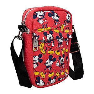 Disney Bag Crossbody Mickey Mouse Standing Poses Scattered Red Vegan Leather