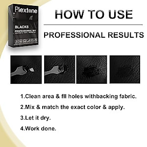 Plextone DIY for Small Leather Repair and Vinyl Repair Kit - Patch Leather and Vinyl with Ease for Car Seats, Shoes, Couches, Repair and More. (Black)