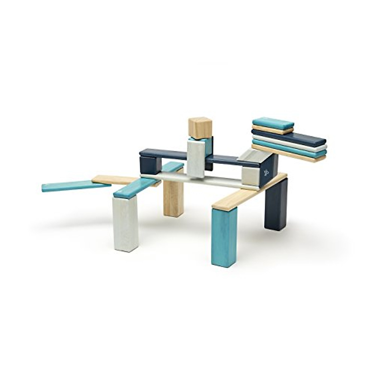 24 Piece Tegu Magnetic Wooden Block Set, Blues, 1-99 years old