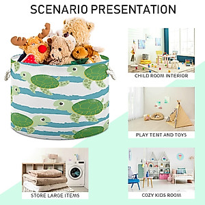 xigua Large Storage Basket Cotton Rope Basket Cute Sea Turtle Baby Laundry Basket for Blankets Toys Storage Basket Laundry Hamper