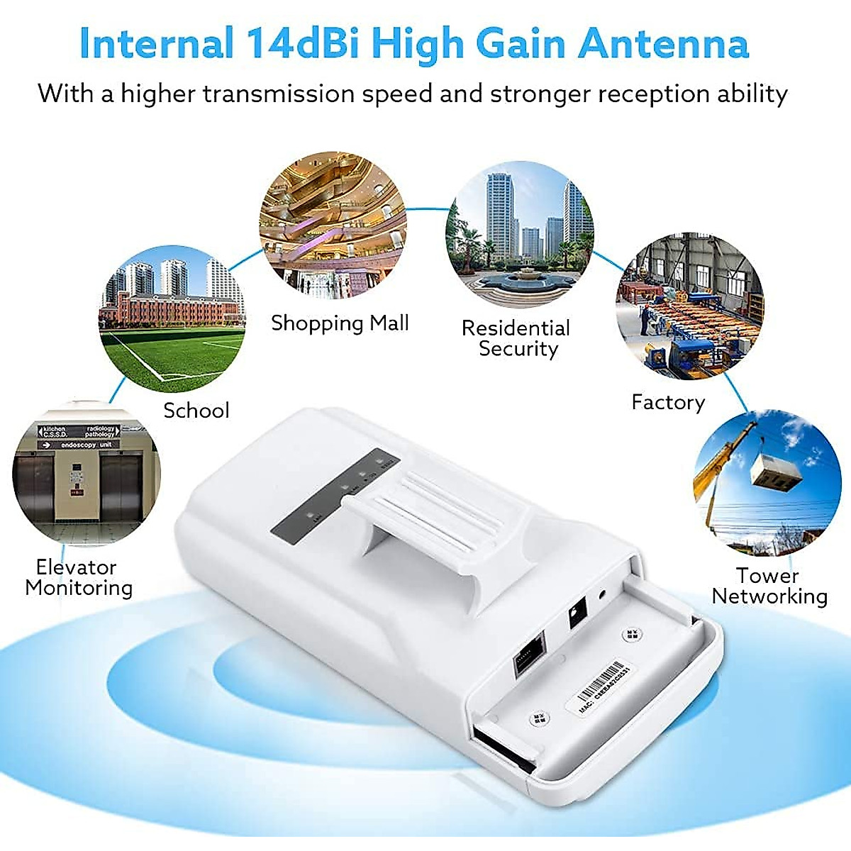 Wireless WiFi Bridge, UeeVii CPE881 5.8G Point-to-Point Access Outdoor CPE Kit Long Range Transmitter Supports 2.5KM Transmission Distance with 14 dBi High-Gain Antenna,2-Pack