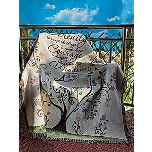 EZ.enjoy God Grant Me The Serenity Prayer Woven Tapestry Throw Blanket with Fringe 50 X 60 Inches