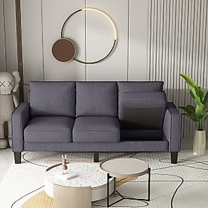 LCH Large, Three-seat Classic Chesterfield Settee Sofa Modern 3 Seater Couch Furniture Tufted Back for Living Room (Dark Grey)